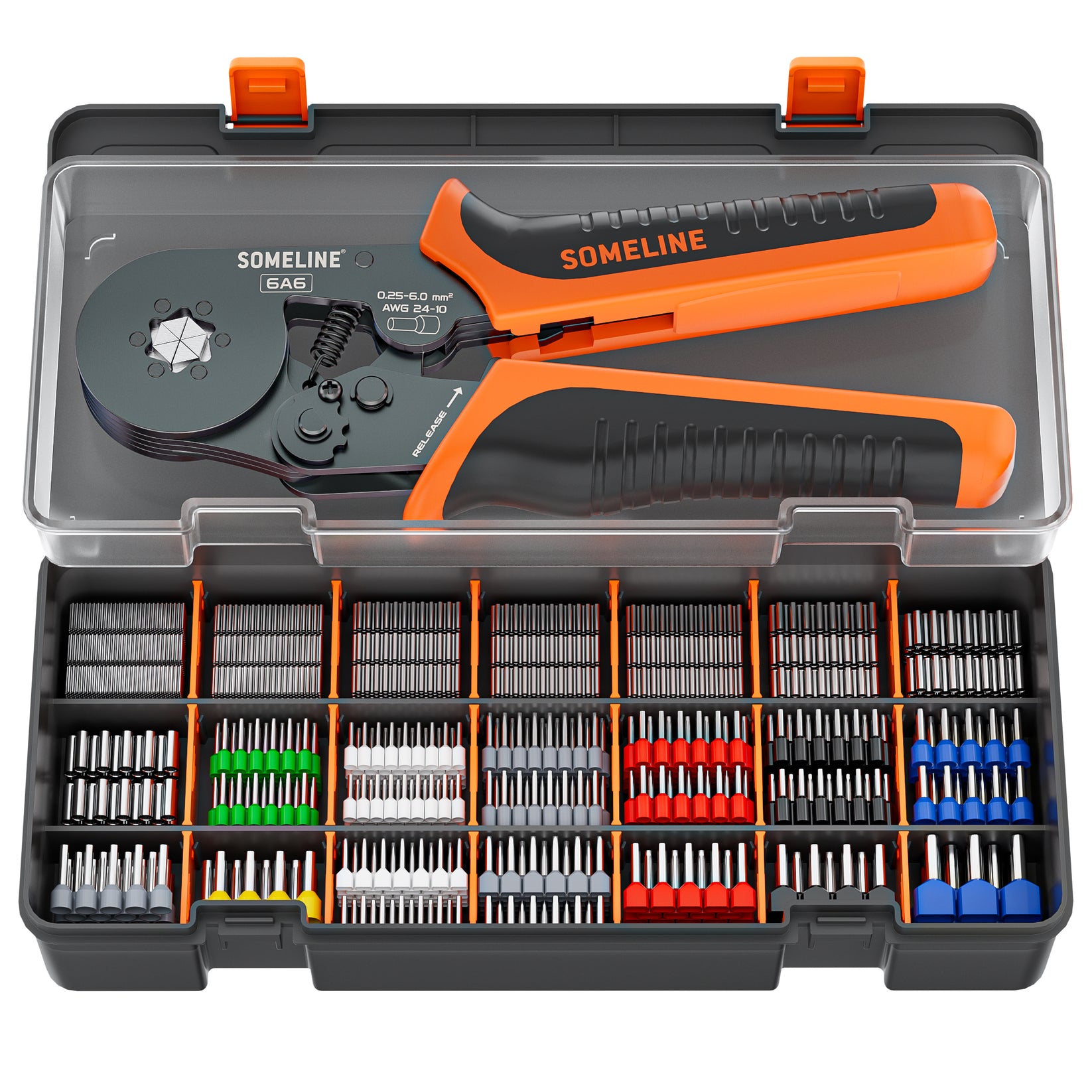 SOMELINE® Crimping Tools Set with 21 Types of Ferrules - Hexagonal Fer