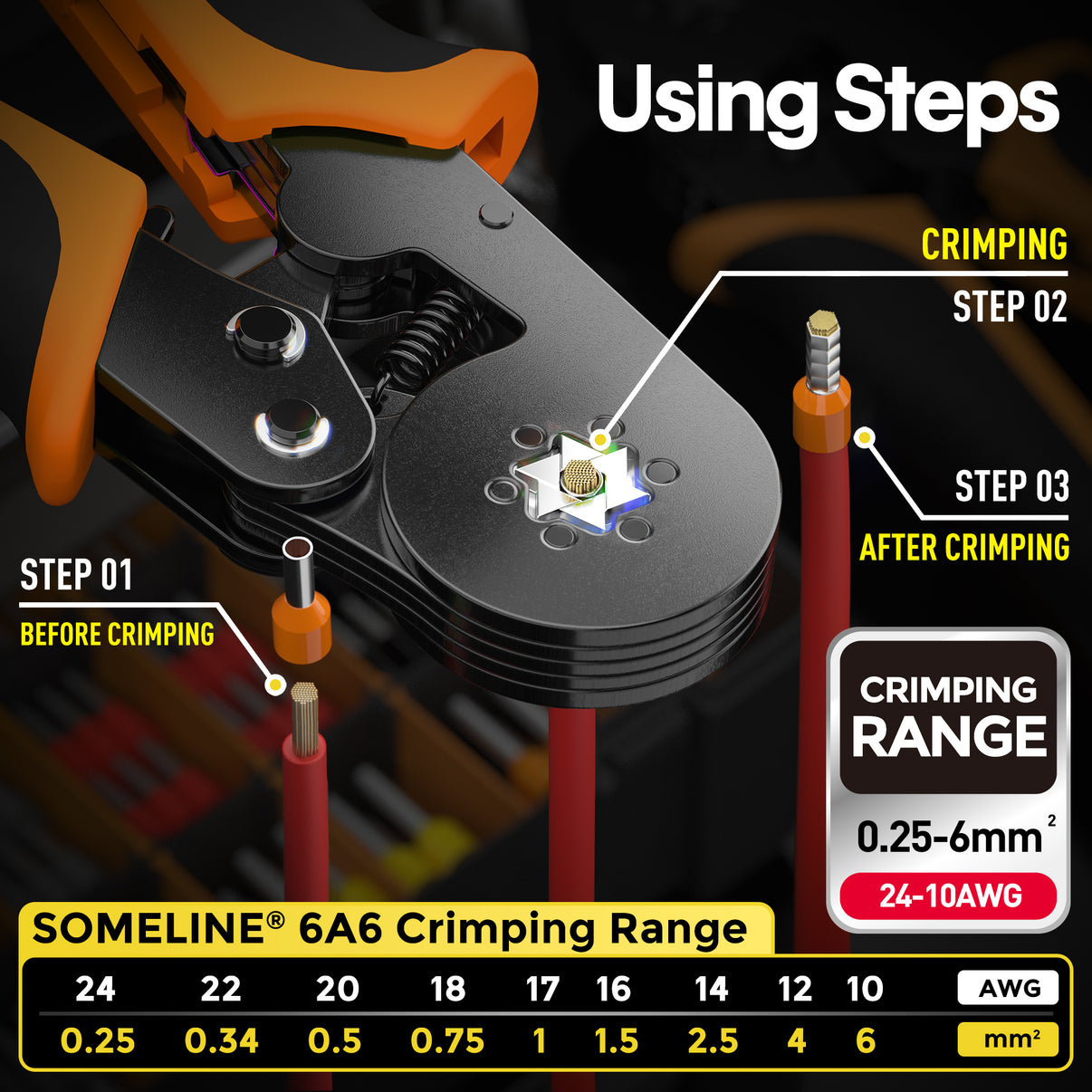 SOMELINE® Crimping Tools Set with 21 Types of Ferrules - Hexagonal Fer