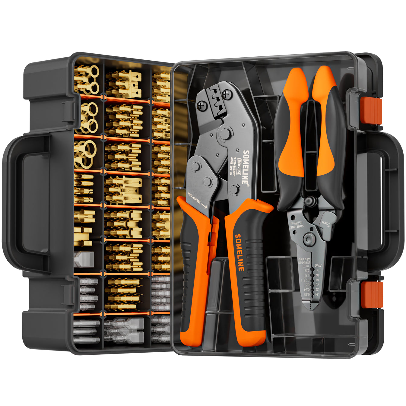 SOMELINE® Wire Terminal Crimping Tool Kit,2.8/3.9/4.8/6.3mm Male Femal